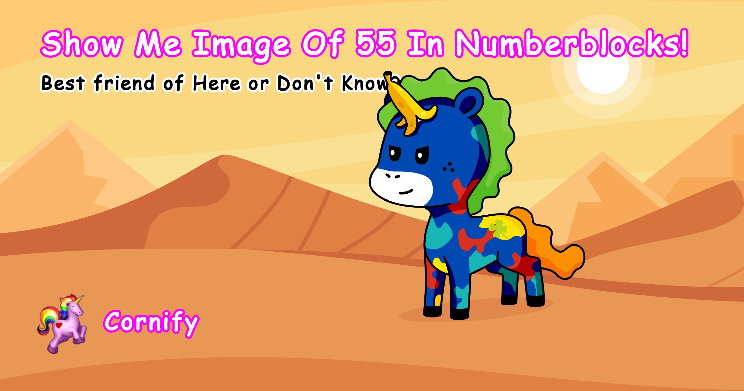 Show Me Image Of 55 In Numberblocks! the unicorn