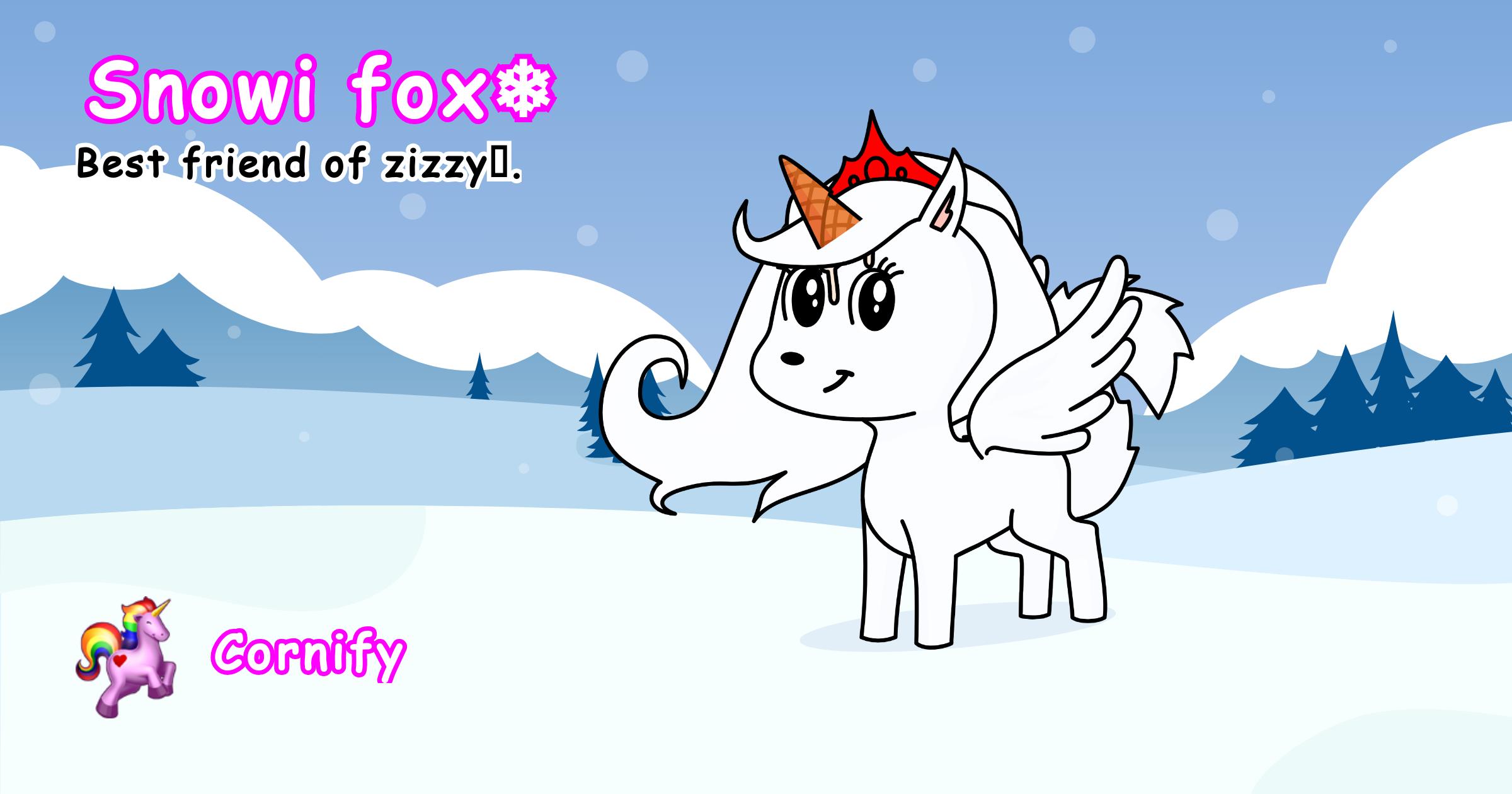 Snowi fox the unicorn